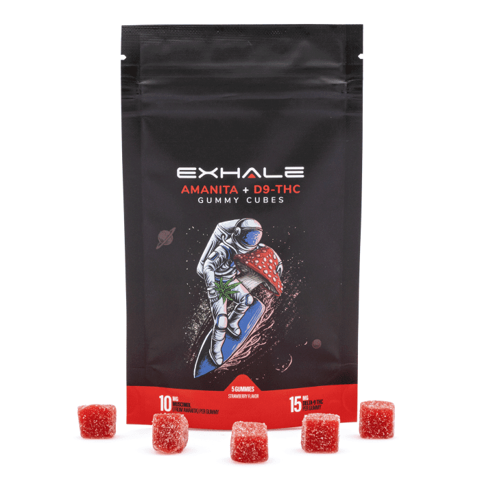 Shop Exhale Amanita Muscaria Mushroom Gummies + Delta 9 - Strawberry (5 ...