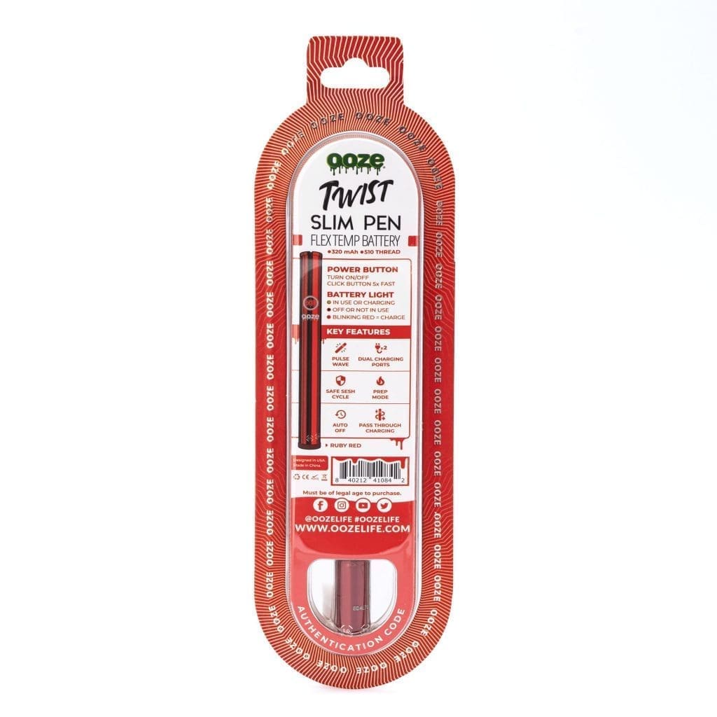 Shop Ooze Slim Twist Pen 2.0 Vape Battery – Ruby Red Online | CannaBuddy